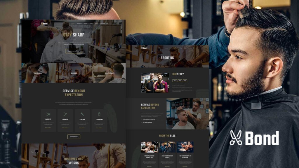 Bond – Barbershop & Hairdresser Elementor Template Kit – KitPapa
