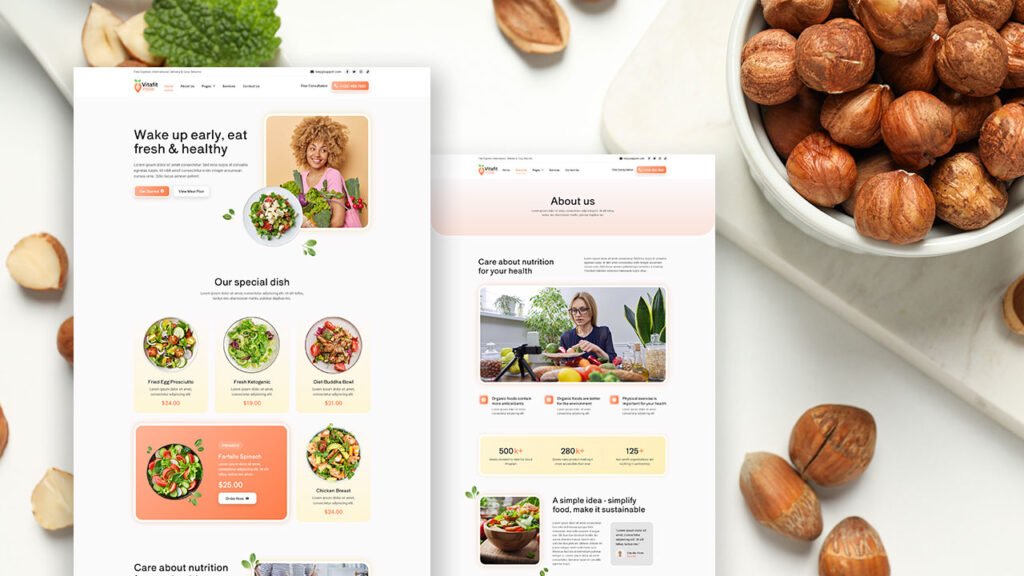 VitaFit – Healthy Food & Nutrition Elementor Pro Template Kit - KitPapa